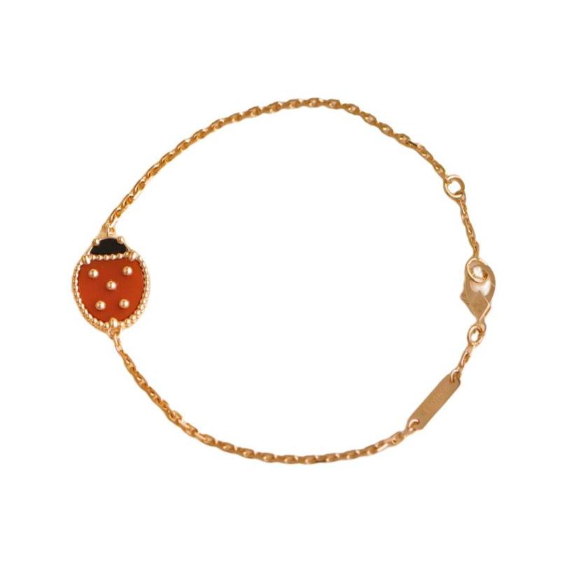 Van Cleef And Arpels Lucky Spring Ladybug 18k Rose Gold Bracelet Dandelion Antiques