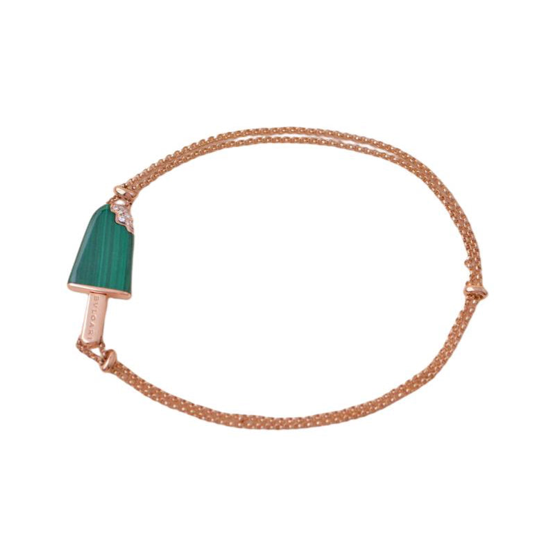 Bvlgari Gelati Diamond Malachite 18k Rose Gold Bracelet Dandelion Antiques