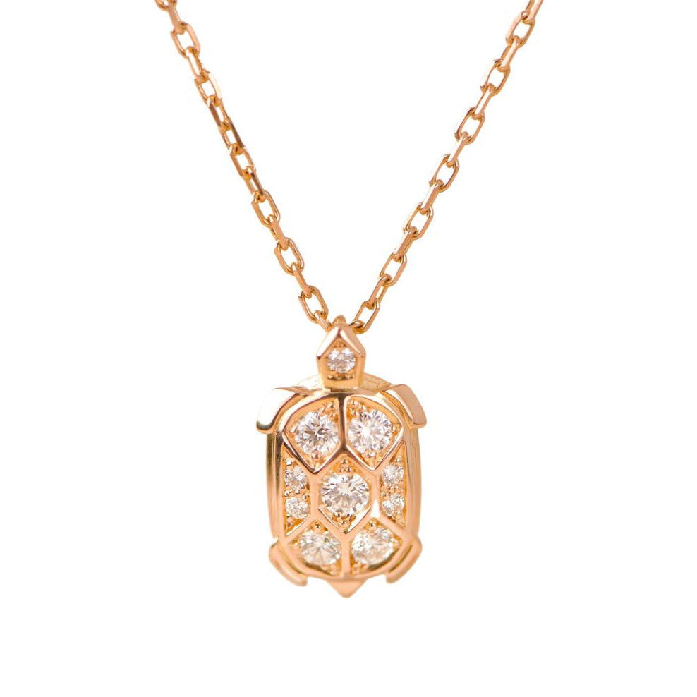 Cartier 18k Diamond Turtle Pendant 18K Rose Gold Necklace – Dandelion ...
