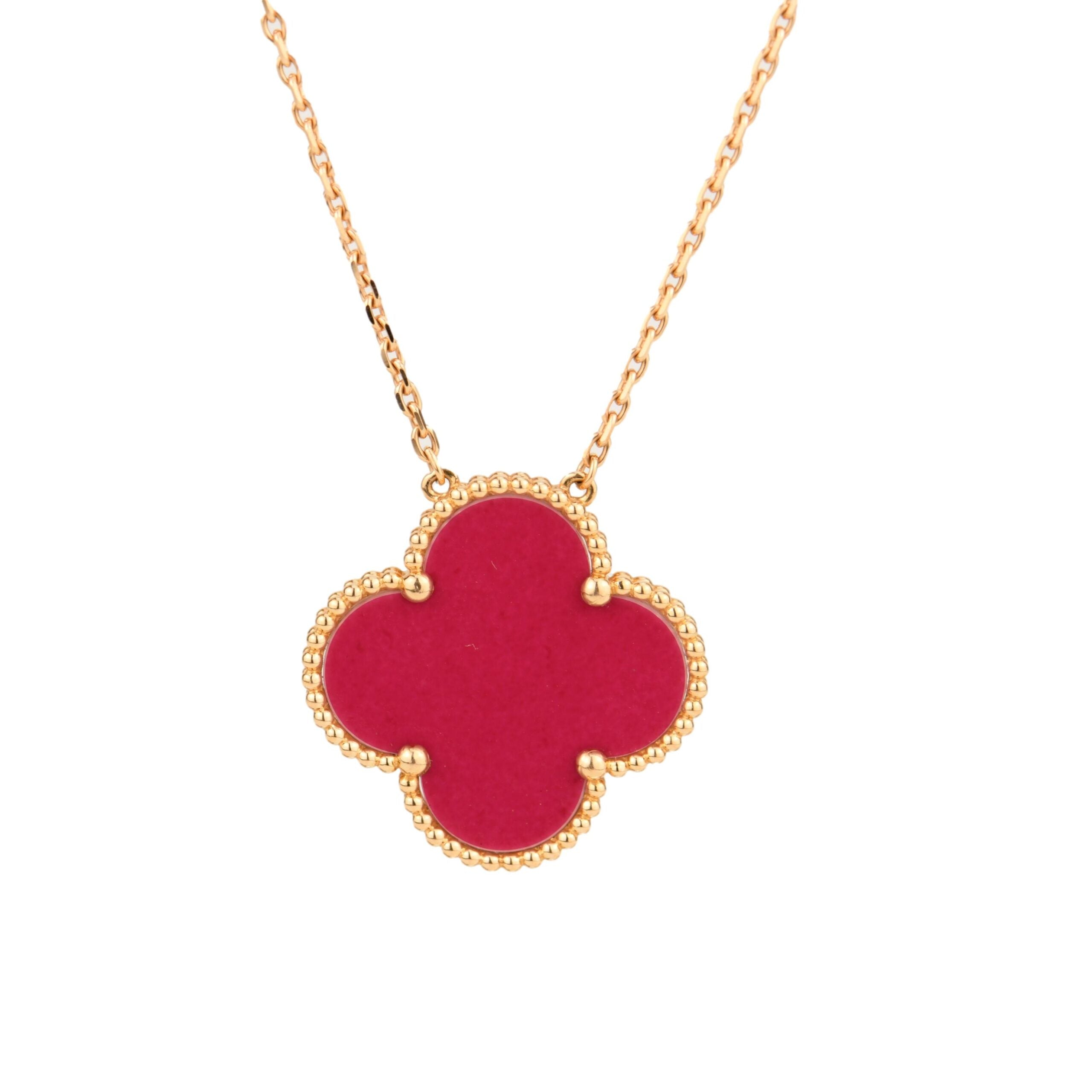 Van Cleef & Arpel Raspberry Pink Sèvres Porcelain Magic Pendant ...