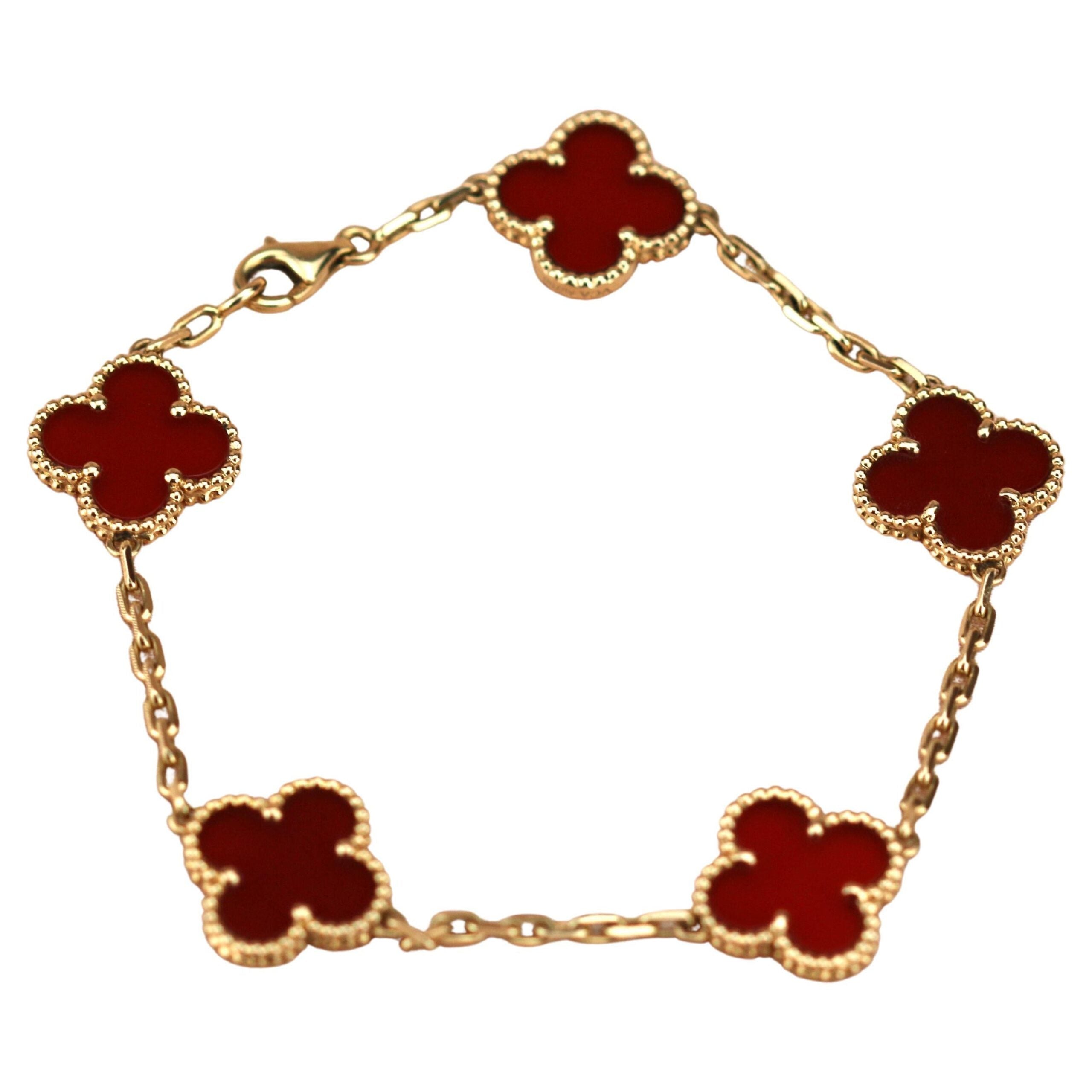 Van Cleef & Arpels 5 Motif Vintage Alhambra Carnelian Bracelet ...